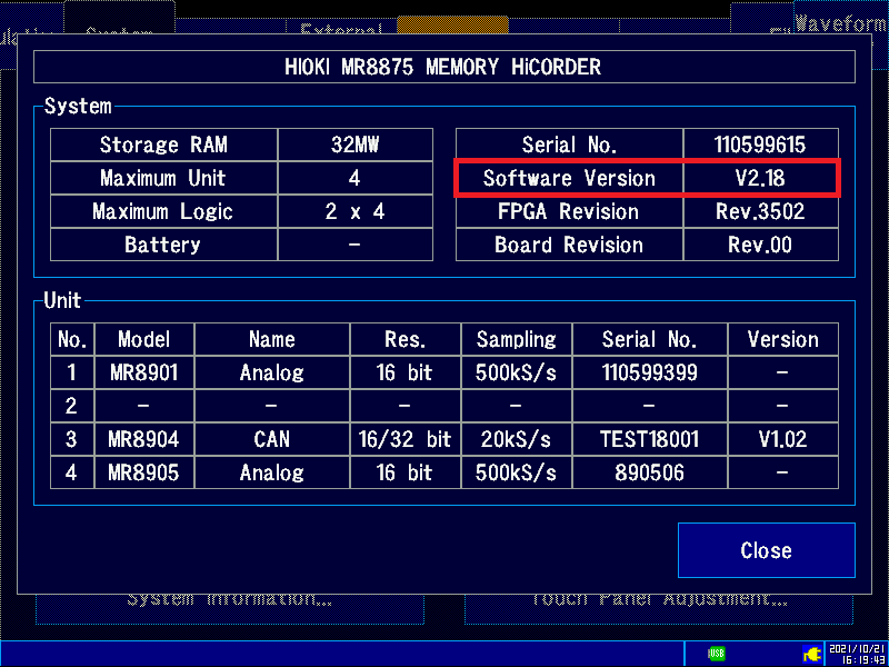 MEMORY HiCORDER MR8875 | Hioki